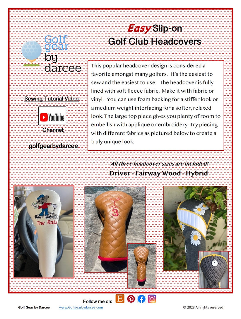 Easy Slip-On Headcover Sewing Pattern – Golf Gear By Darcee