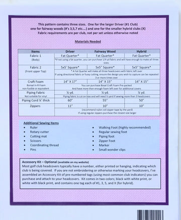 Zippered Golf Club Headcover Sewing Pattern - Downloadable – Golf Gear ...